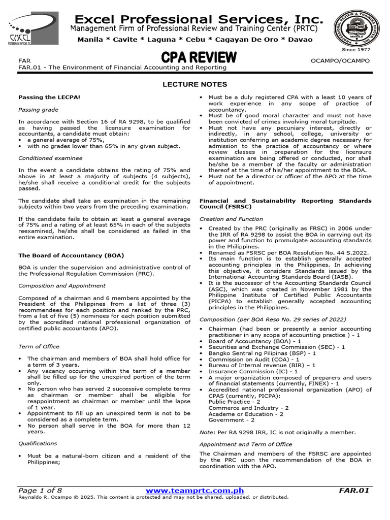 FAR.01 The Environment of FAR | PDF | International Financial Reporting ...
