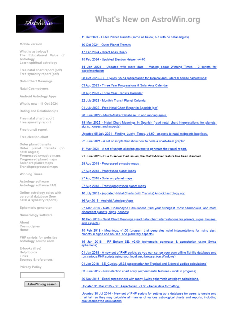 Free Astrology Programs by Allen Edwall - What's New On | PDF ...