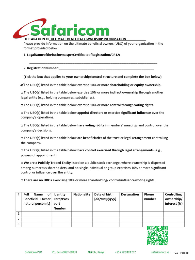 UBO Self Declaration form V2 | PDF | Private Law | Justice