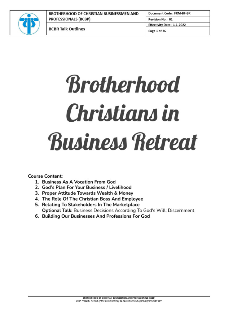 Brotherhood Christian in Business Retreat | PDF | Genesis Creation ...