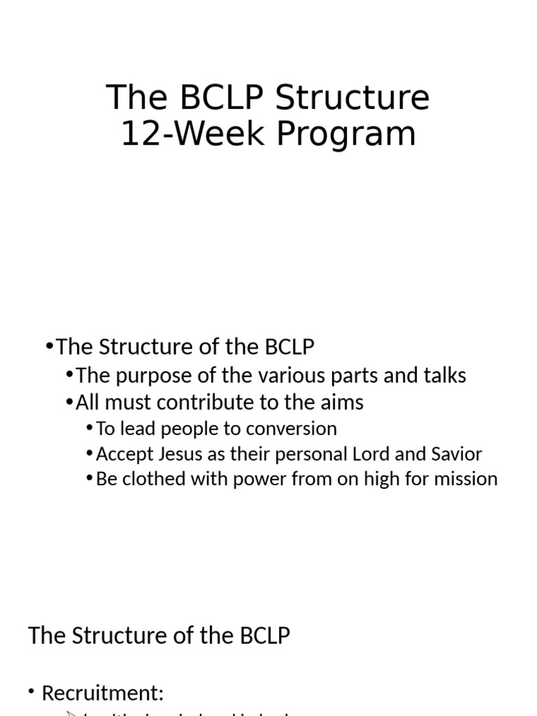 BCLP Structure - 12-Week Program | PDF | God In Christianity ...