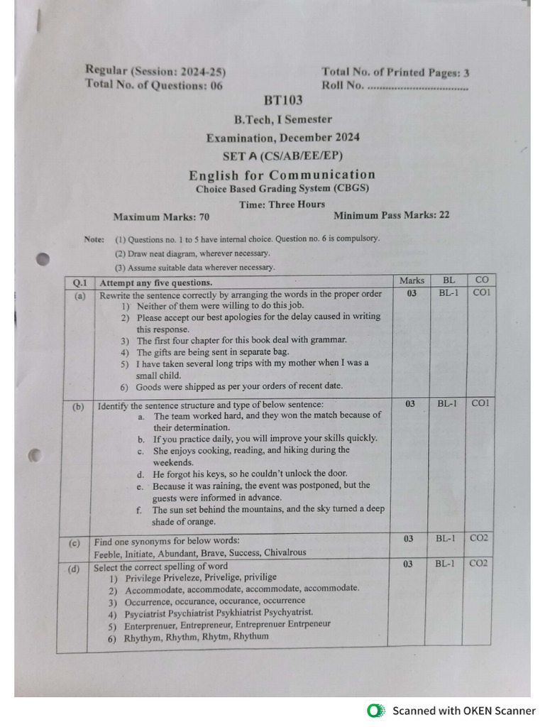 RGPV Last Year Question Paper With Solution | PDF