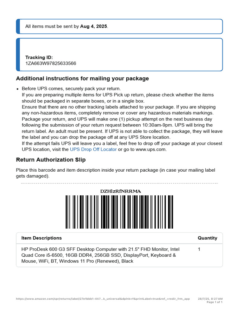 Online Return Center | PDF