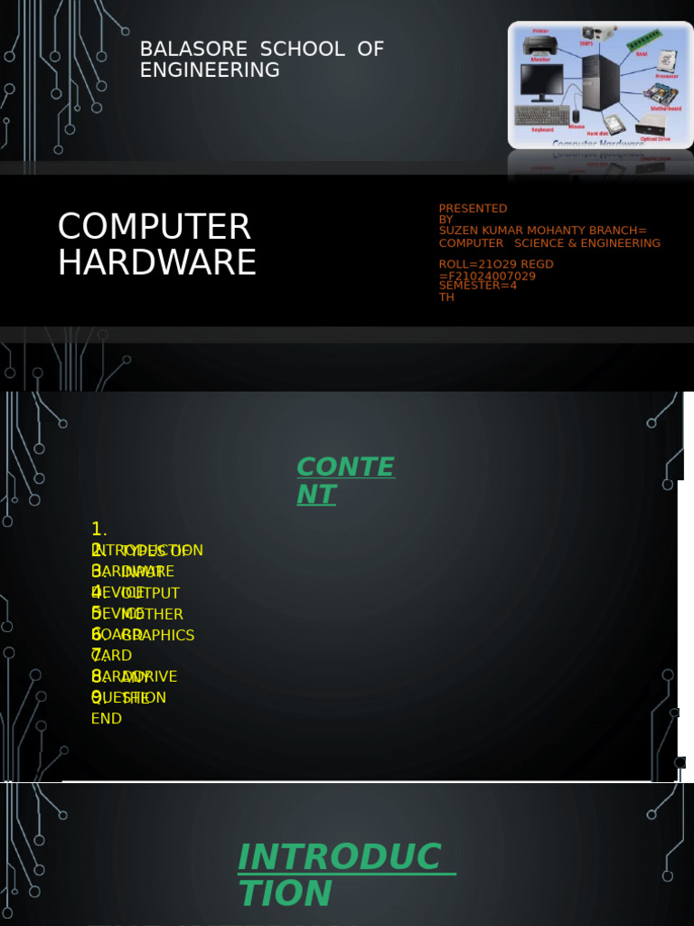 Computer Hardware Overview Presentation | PDF