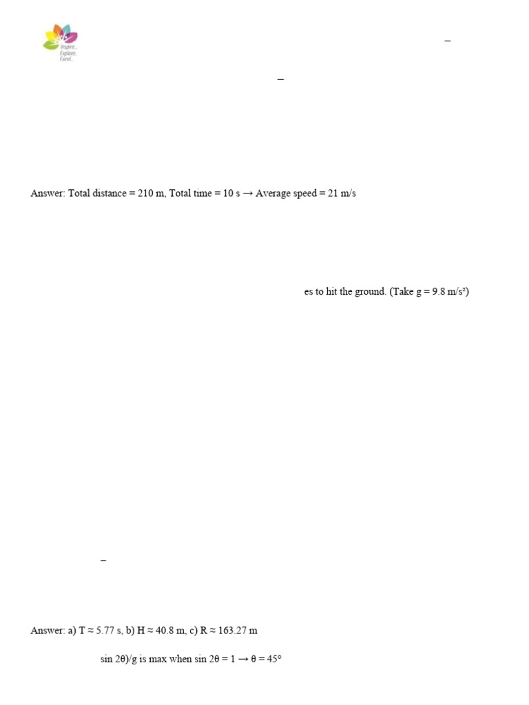 Grade 11 Physics Worksheet ISC | PDF | Speed | Velocity