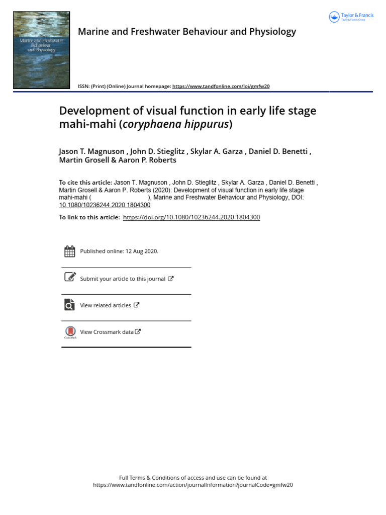 Magnuson Et Al 2020 Development of Visual Function in Early Life Stage ...