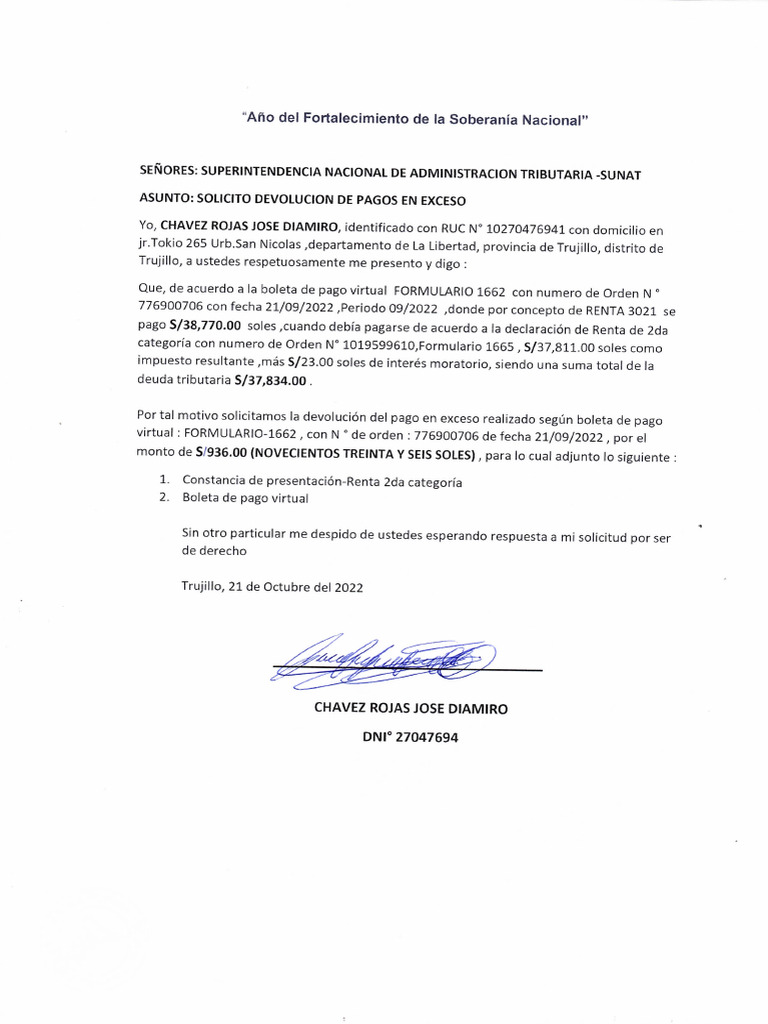 Escrito Devolucion | PDF