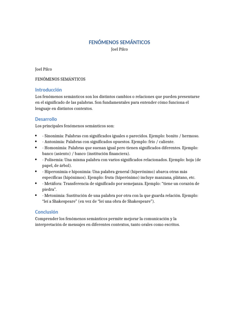 Fenómenos Semánticos | PDF