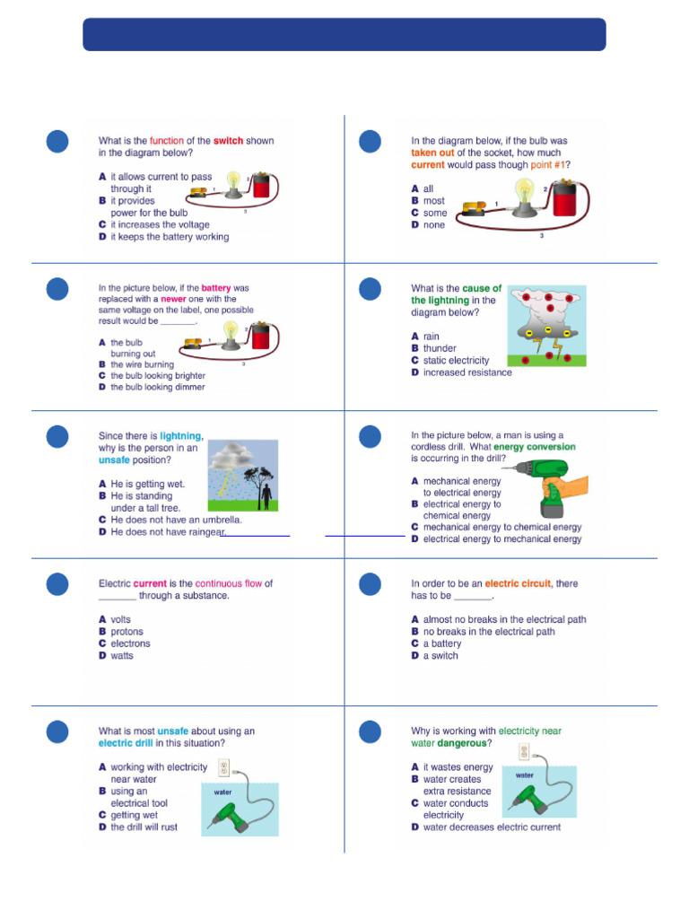 Grade 6 Electricity Worksheet | PDF