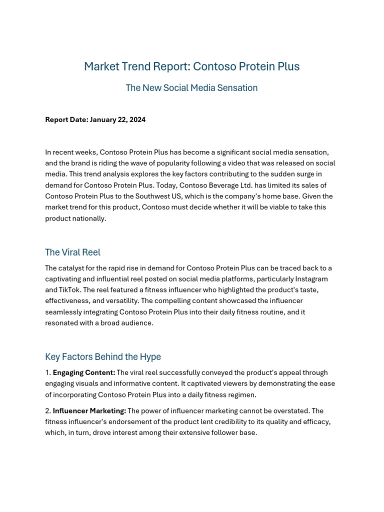 Contoso Protein Plus: Viral Trend Insights | PDF | Social Media ...