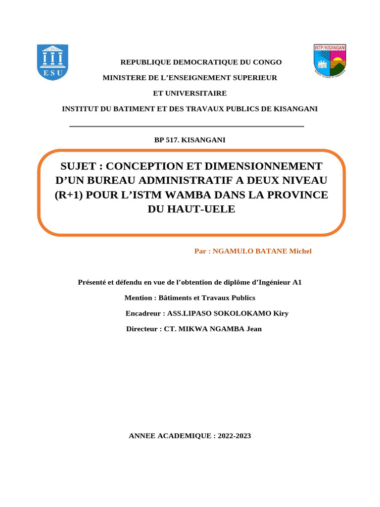 Conception d'un bureau R+1 à Wamba | PDF | Béton | Résistance des matériaux