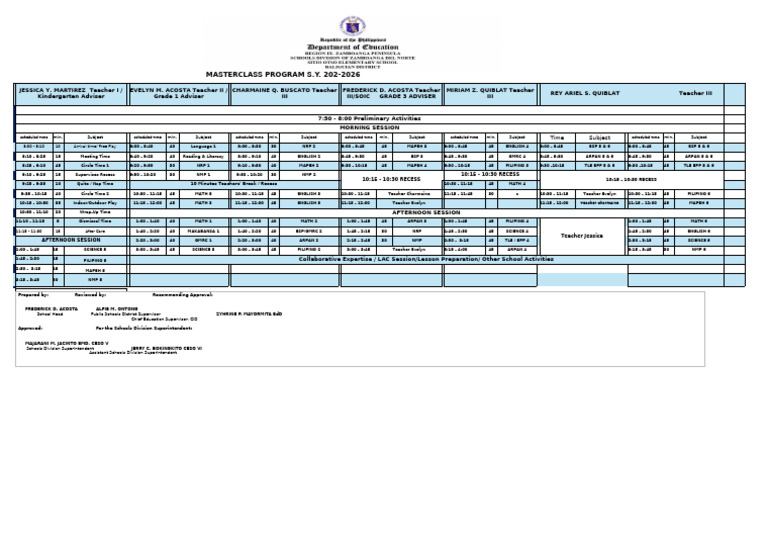 Master Class Program SY 2025-2026 | PDF | Philippines | Republic