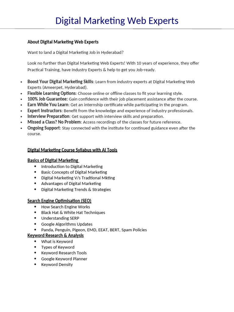 AI-Enhanced Digital Marketing Syllabus | PDF | Search Engine ...