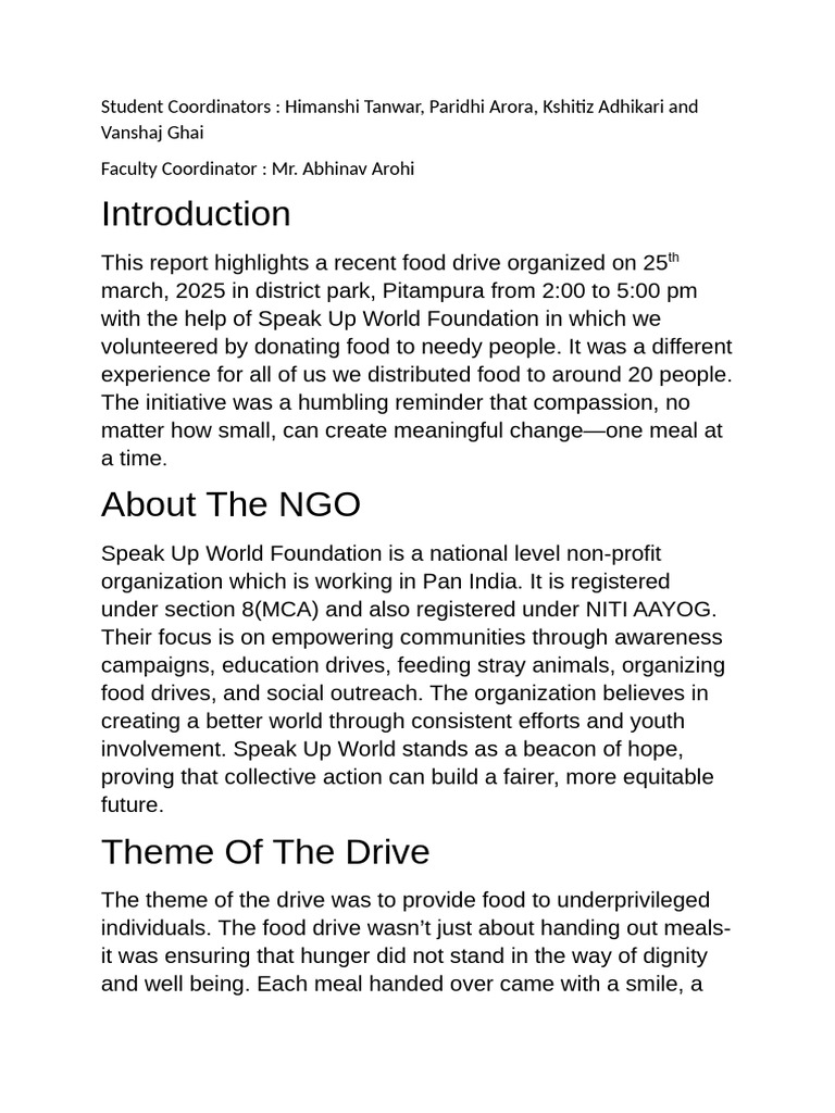 Food Drive Impact Report 2025 | PDF
