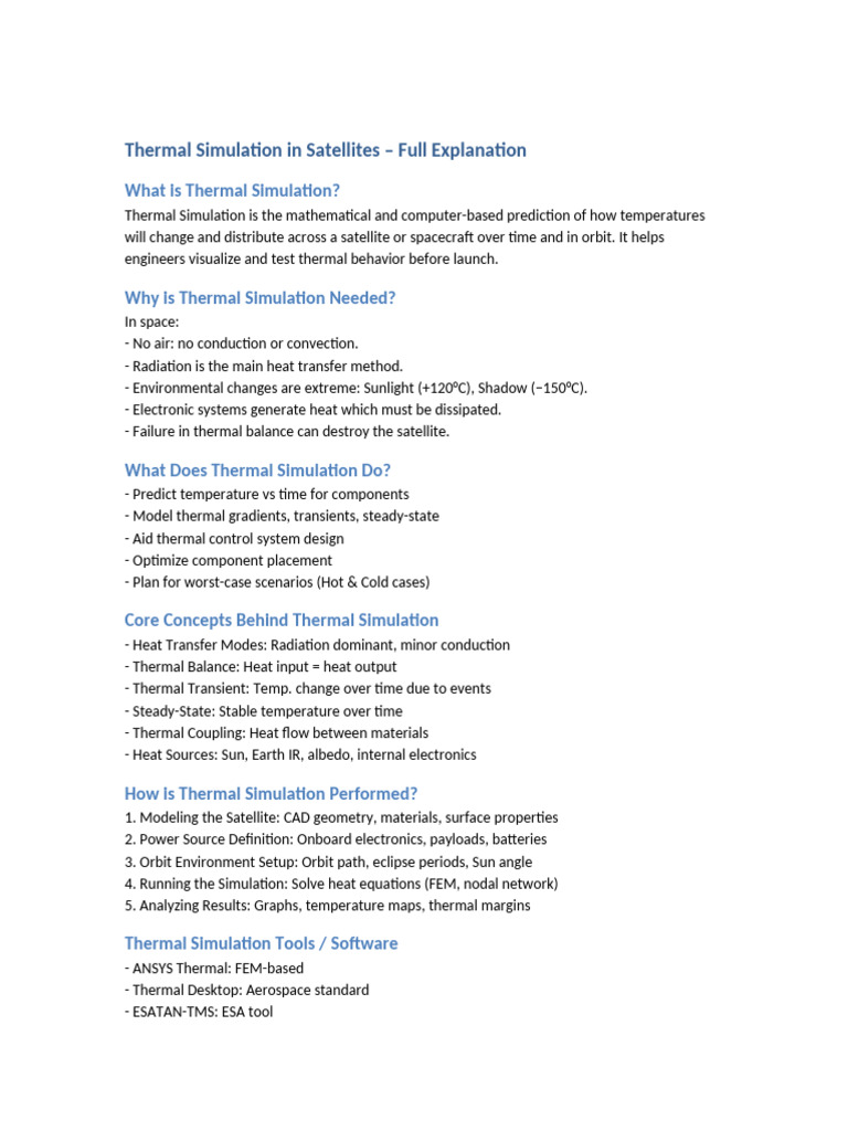 Thermal Simulation for Satellite Design | PDF | Heat Transfer | Heat
