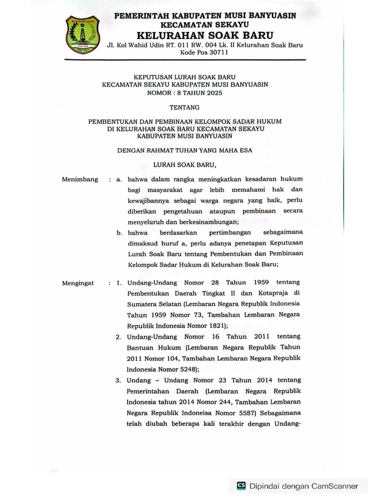 Susunan Pengurus Sadar Hukum | PDF