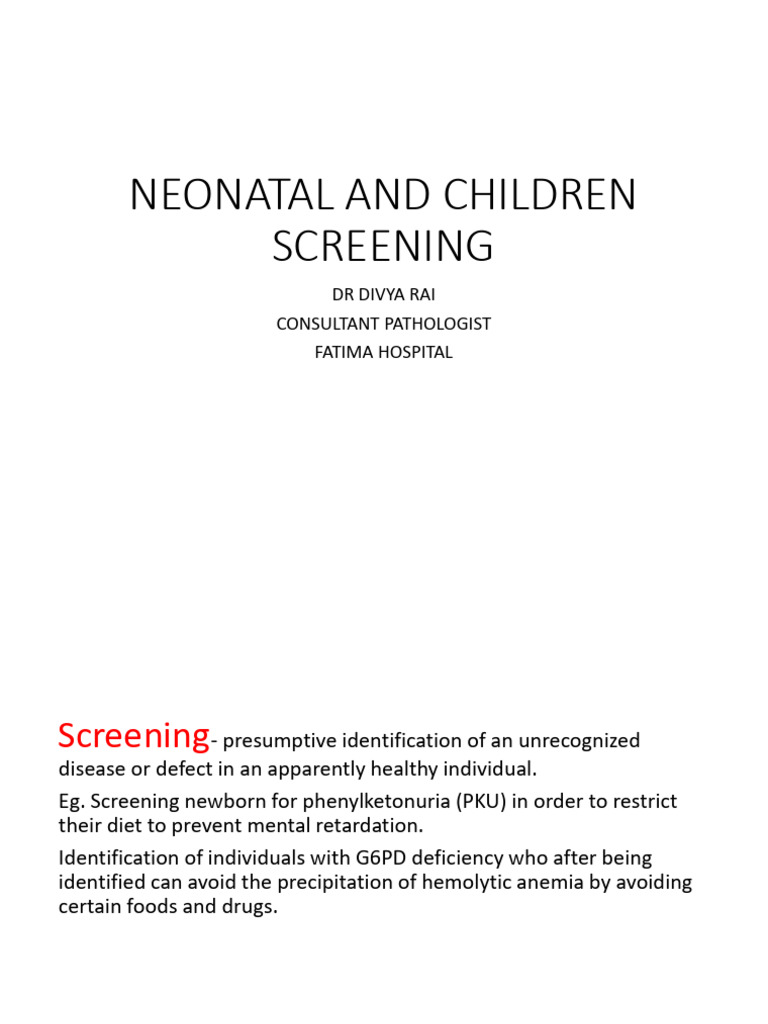 Neonatal and Pediatric Screening Guide | PDF | Genetic Disorder ...
