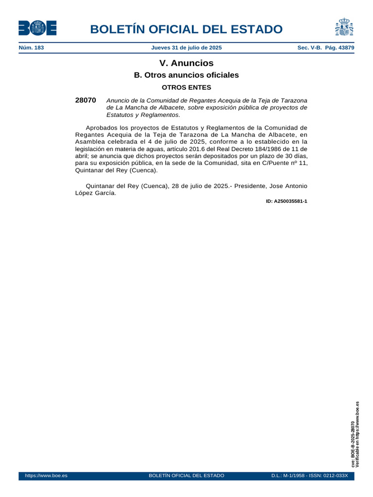 Boe B 2025 28070 | PDF