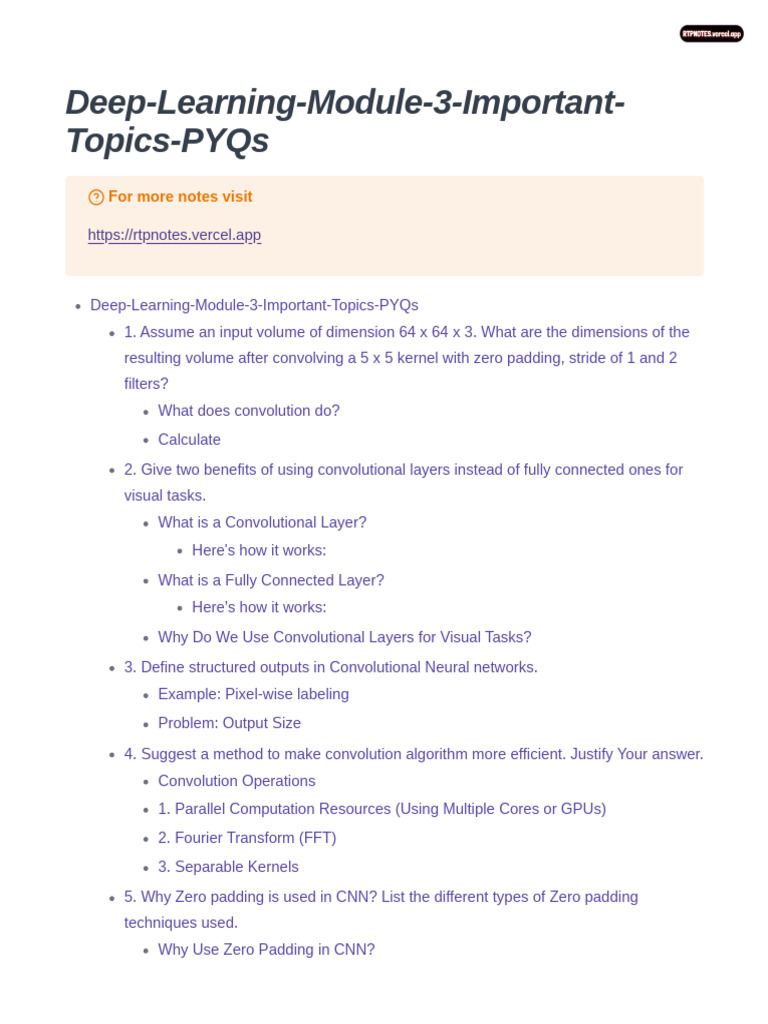 Deep Learning Module 3 Important Topics PYQs | PDF | Applied ...