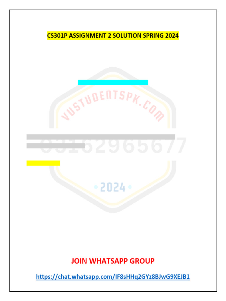 CS301P Assignment 2 Solution Spring 2024 | PDF | Computer Programming | Software Engineering
