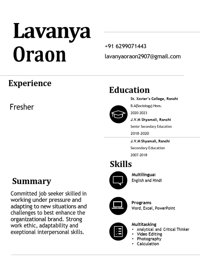 Lavanya Oraon RESUME | PDF