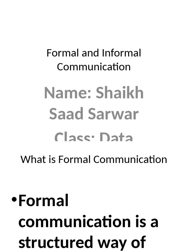 Types of Formal and Informal Communication | PDF