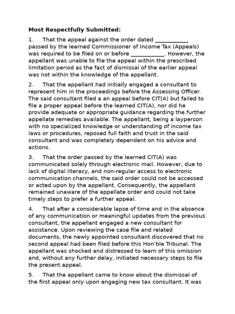 Application For Condonation of Delay | PDF | Appeal | Public Law