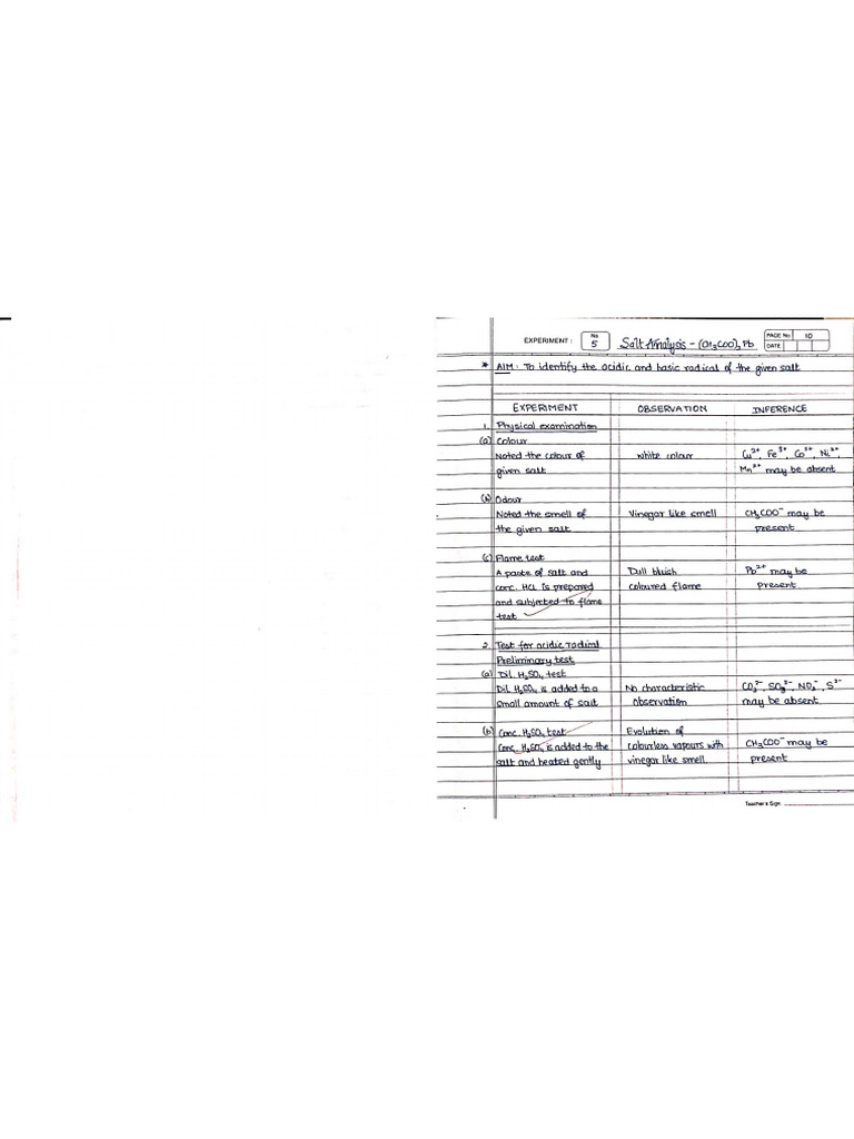 Expt.5, Salt Analysis - Lead Acetate | PDF
