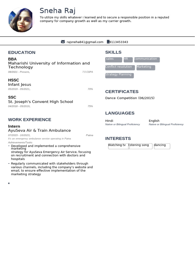 Sneha's Resume | PDF