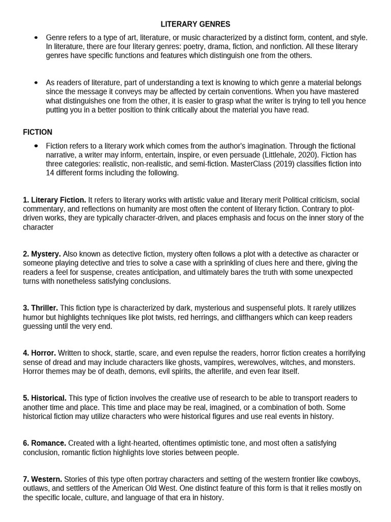 Lesson 2 Literary Genres - CNF | PDF | Poetry | Literary Theory