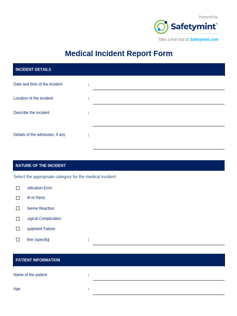 Medical Incident Report Form | PDF