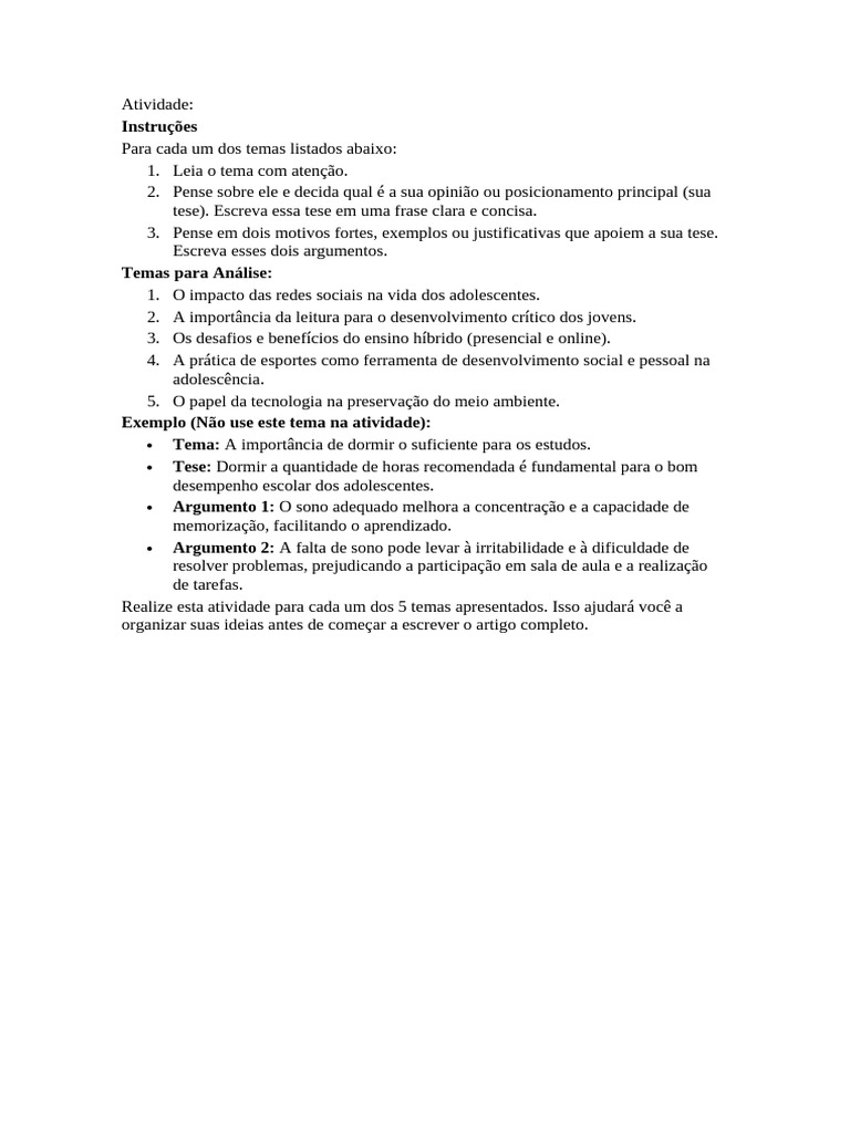 Atividade artigo de opinião | PDF