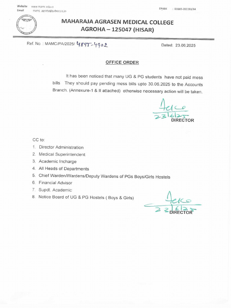 Mess Bill UG & PG Upto Sept.2025 | PDF