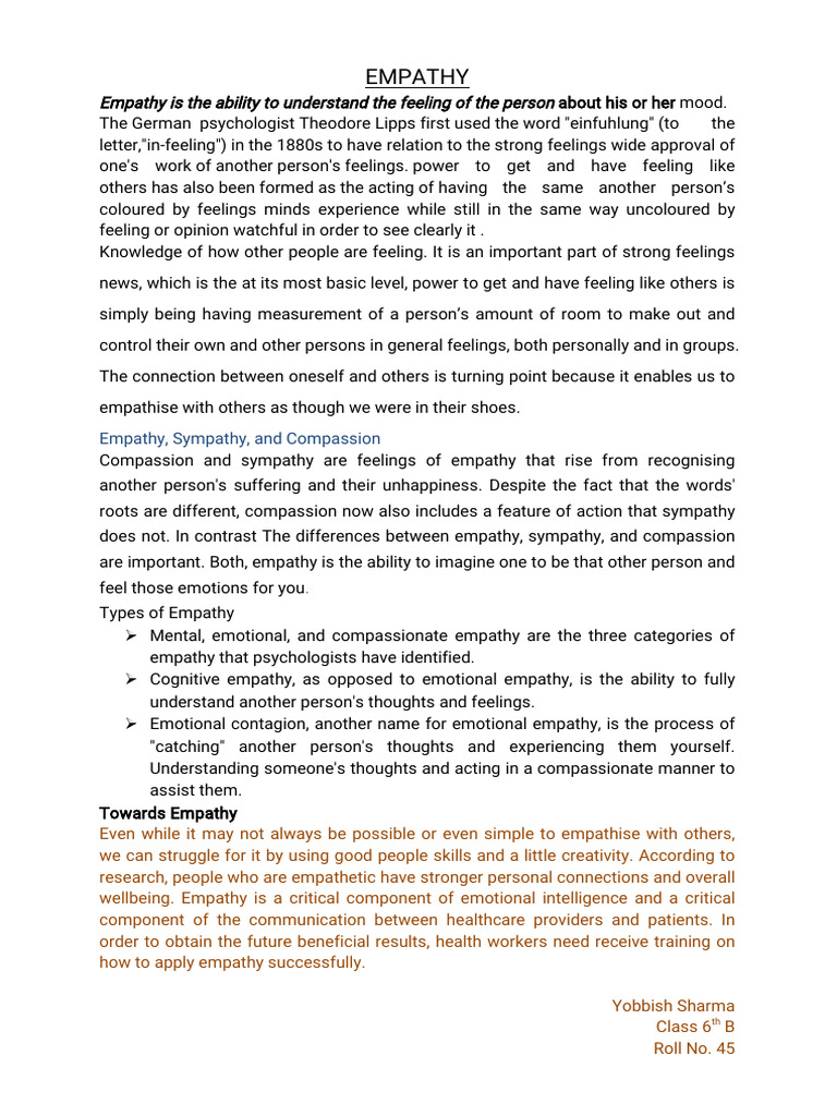 Understanding Empathy: Types & Importance | PDF