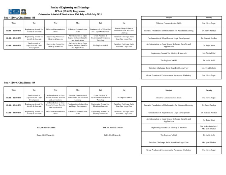 FET SEM 1 Orientation Schedule | PDF | Computer Science | Engineering