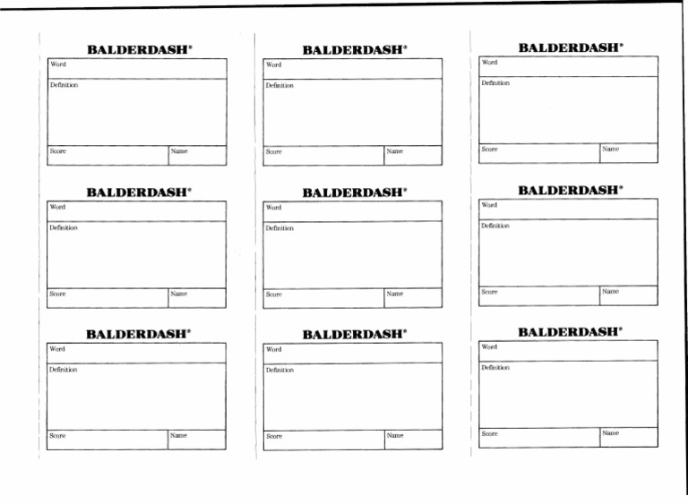 Balderdash 1984 Definition Sheets | PDF