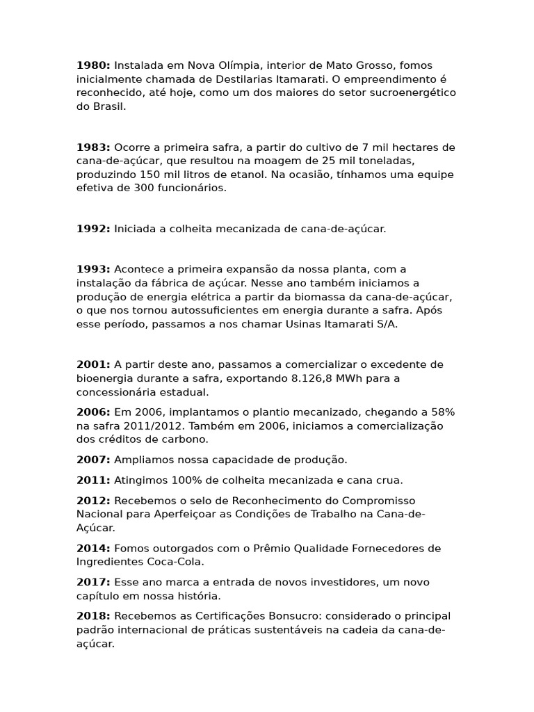 Linha Do Tempo UISA | PDF | Cana de açúcar | Agricultura