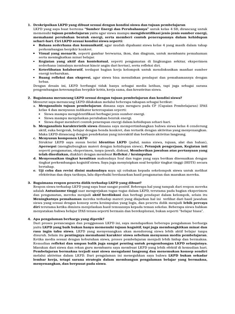 LKPD Kreatif untuk Kelas 4 SD | PDF