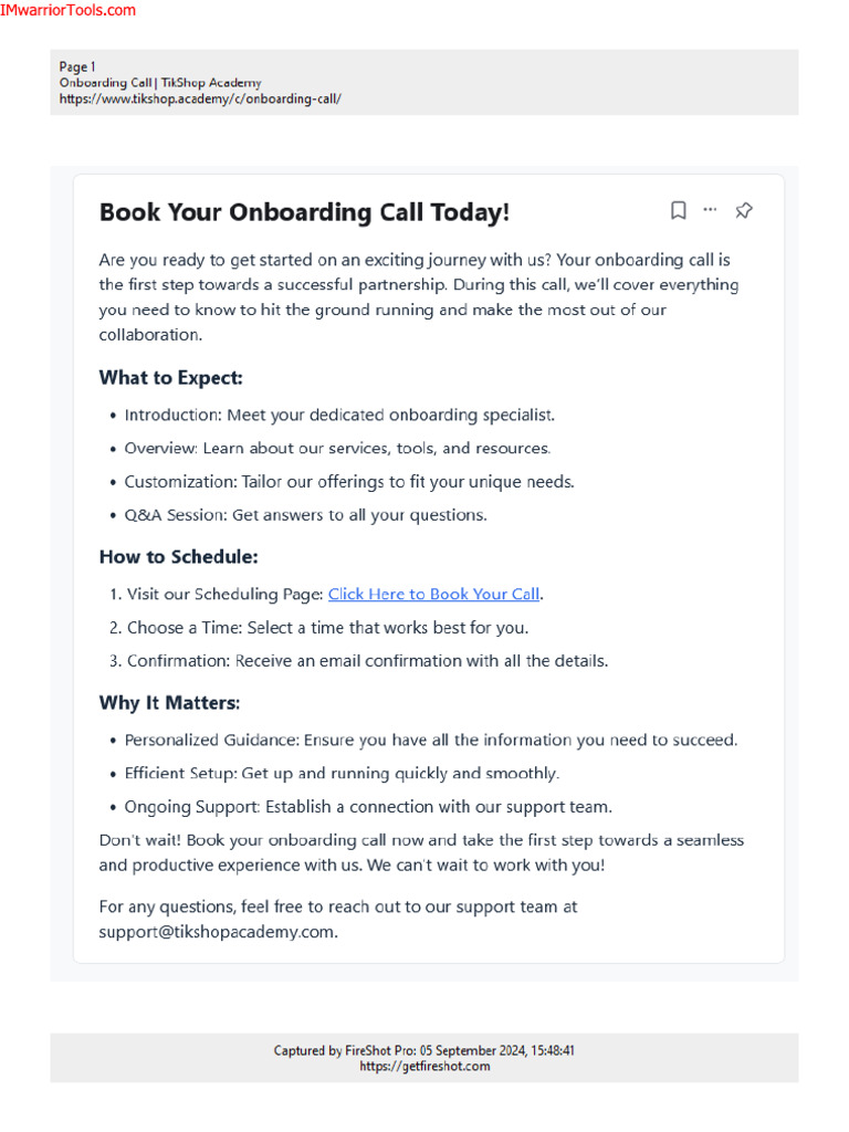 Onboarding Call Scheduling Guide | PDF