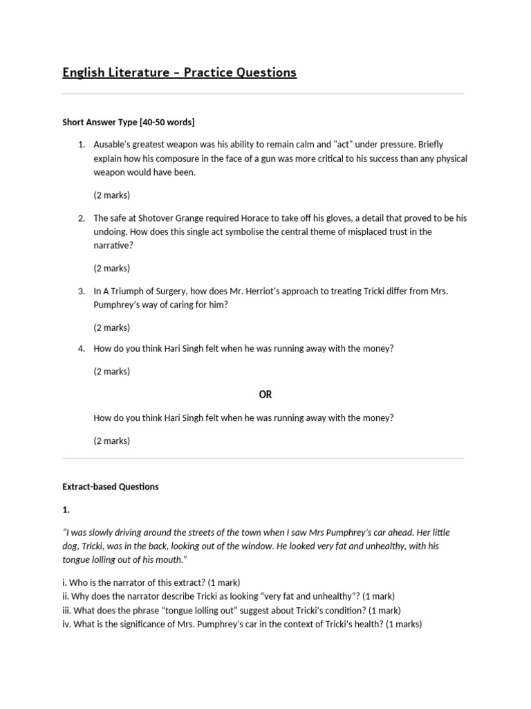 English Practice Question Paper | PDF