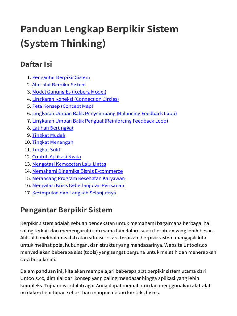 Panduan Lengkap Berpikir Sistem (System Thinking) | PDF