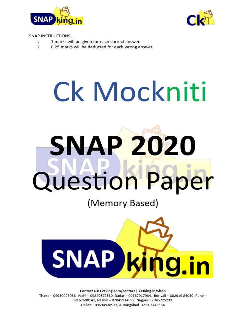 SNAP 2020 Question Paper With Solutions PDF | PDF | Mergers And ...