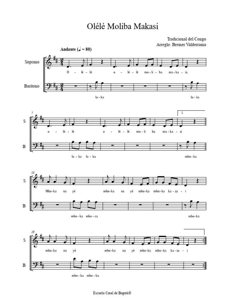 Partitura de Olélé Moliba Makasi | PDF
