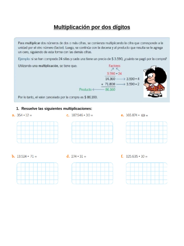Multiplicación Por Dos Digitos | PDF