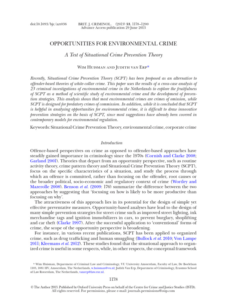 Opportunities For Environmental Crime: A Test of Situational Crime ...