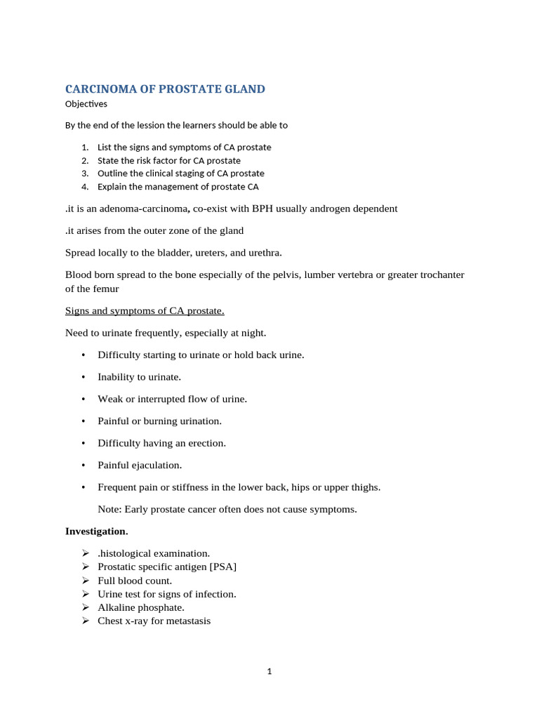 Prostate Carcinoma Overview and Management | PDF | Prostate | Prostate ...