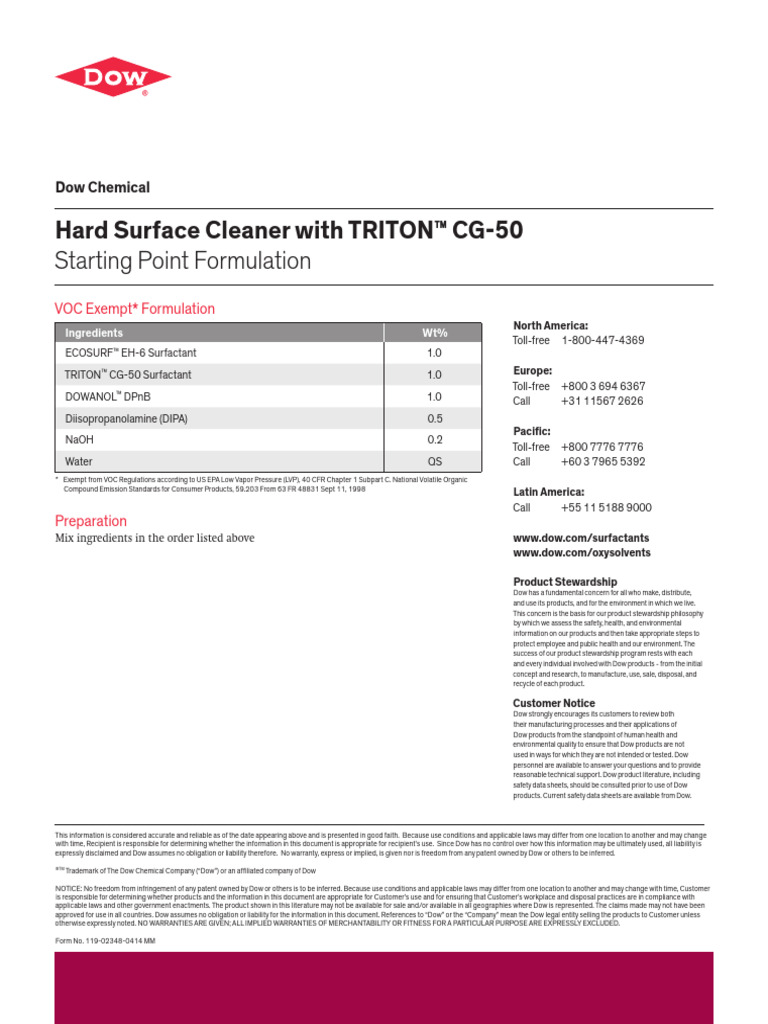 TRITON™ CG-50 Hard Surface Cleaner | PDF | Volatile Organic Compound ...