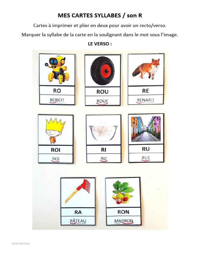 Cartes syllabes pour le son R | PDF