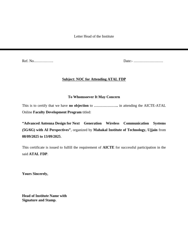 Sample NOC Participant Other Insitute | PDF