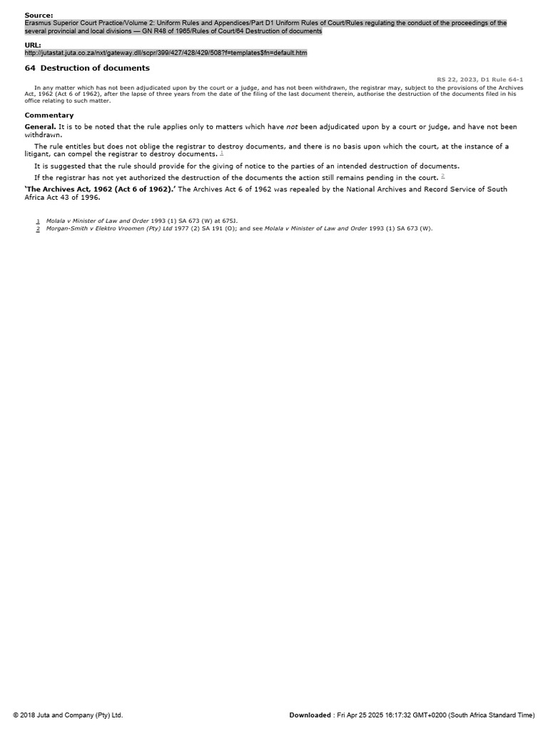 64 Destruction of Documents | PDF